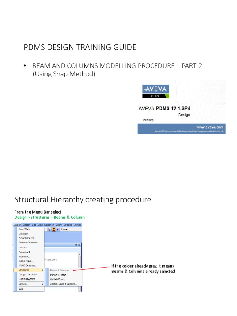 PDMS TRAINING BEAMS & COLUMNS - Part-2 | PDF | Menu (Computing) | Software