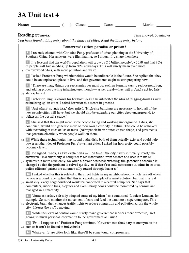 3A Unit Test 4: Reading | PDF | Artificial Intelligence | Intelligence ...