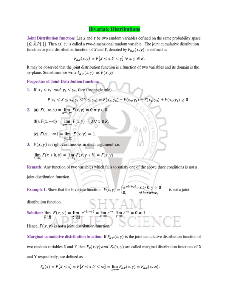 Bivariate Distributions | PDF | Probability Distribution | Probability ...