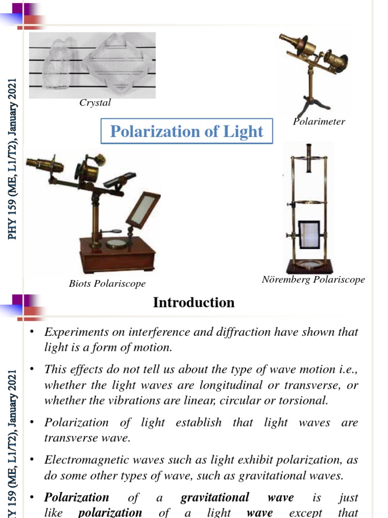 Polarization of Light - Jan2021 | PDF | Polarization (Waves) | Waves