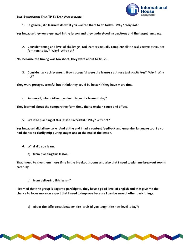 TP Self Evaluation Task - TP 5 | PDF