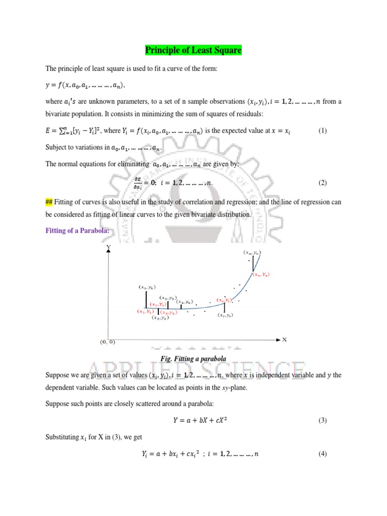 Principle of Least Square | PDF | Logarithm | Ordinary Least Squares
