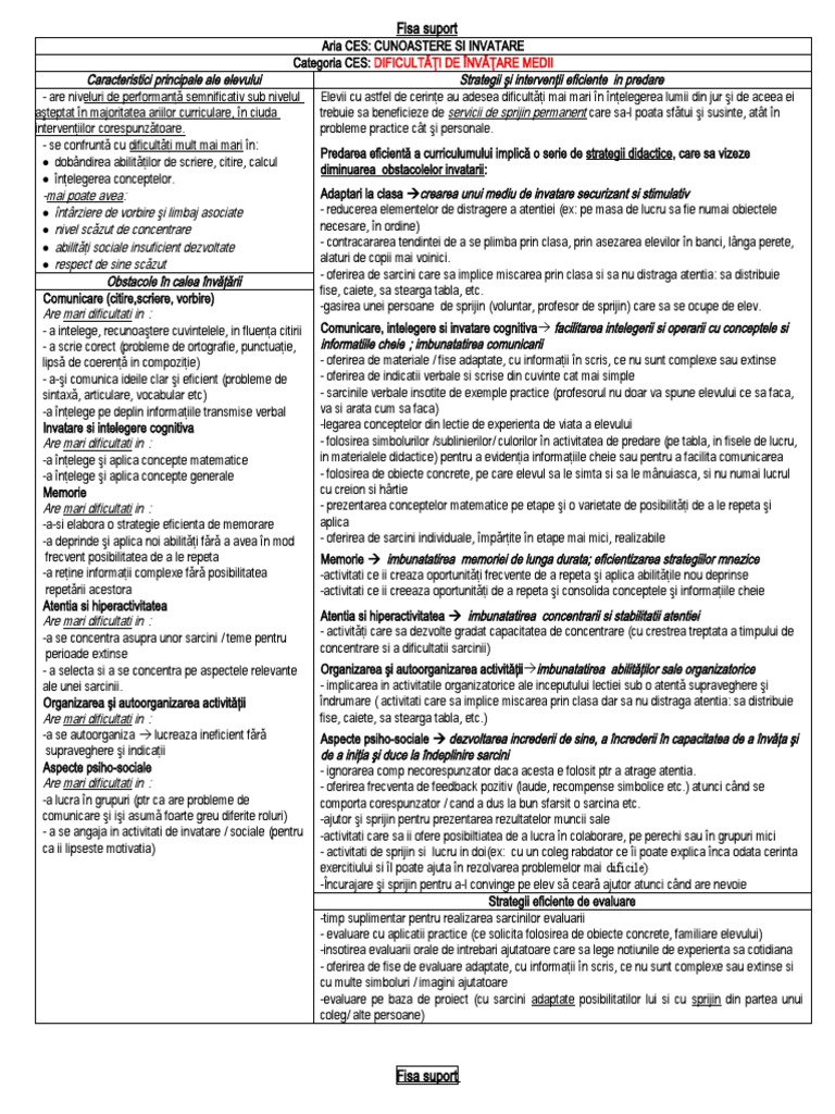 Fise Suport Ces | PDF