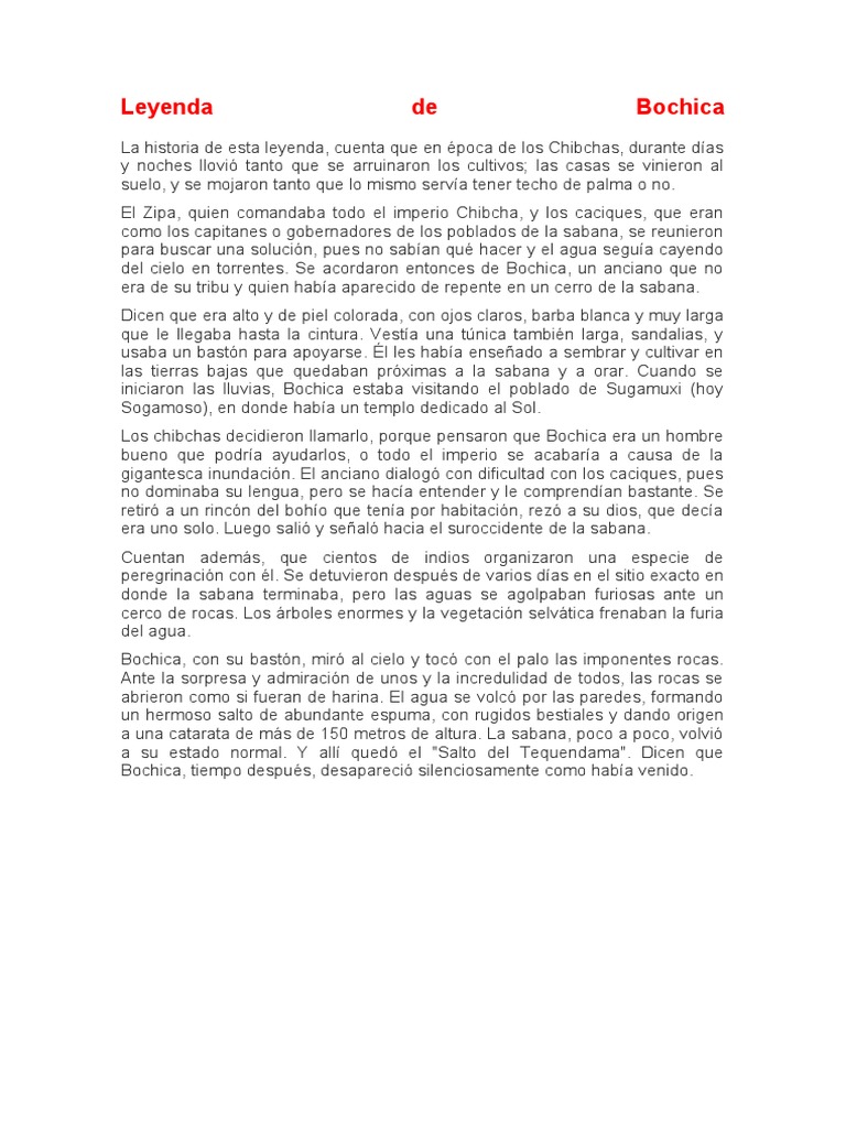 Leyenda de Bochica | PDF