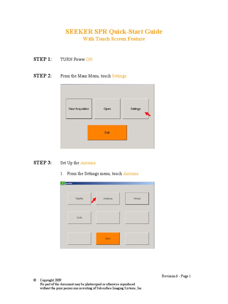 SEEKER SPR Quick-Start Guide: Step 1: Step 2 | PDF | Radar | Software