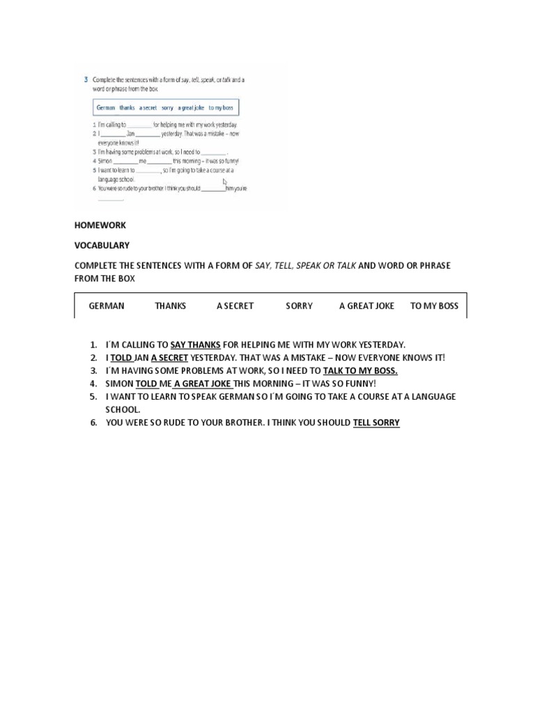 Homework Vocabulary | PDF