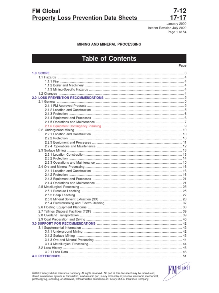 FM Global Property Loss Prevention Data Sheets: Mining and Mineral ...