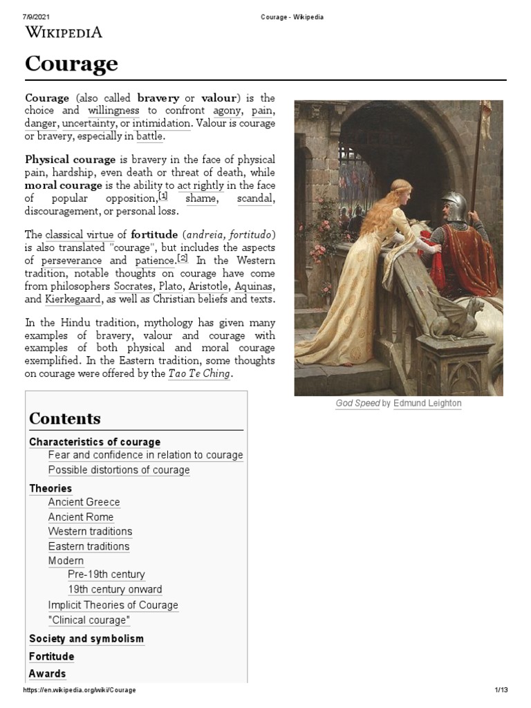 Courage - Wikipedia | PDF | Courage | Morality