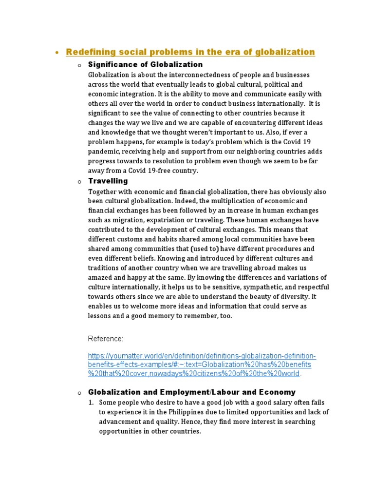 Redefining Social Problems in The Era of Globalization | PDF | Social ...