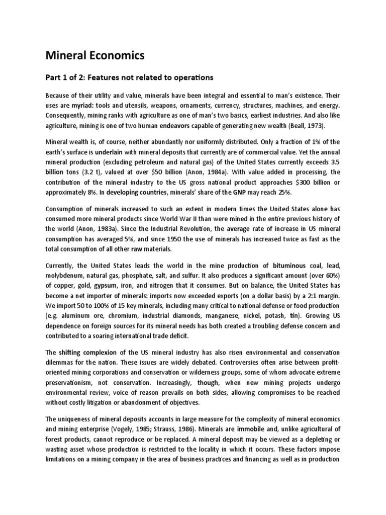Mineral Economics | PDF | Scrap | Mining