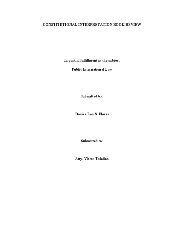 Constitutional Interpretation Book Review | PDF | Treaty | Judiciaries