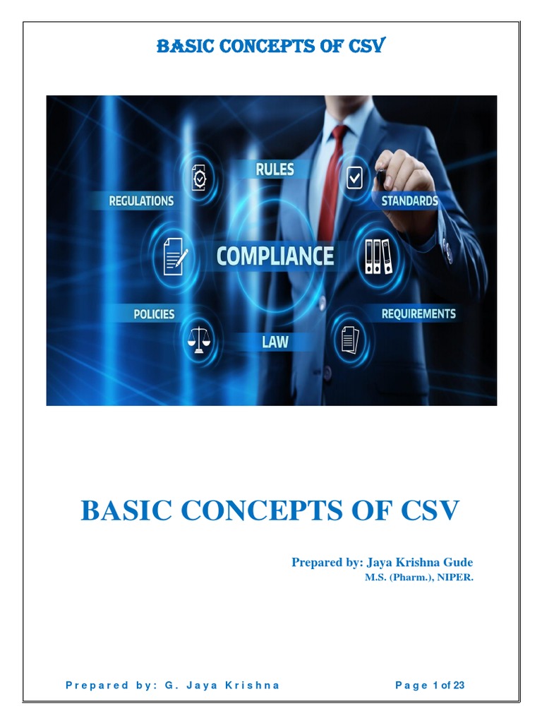 Basic Concepts of CSV | PDF | Verification And Validation | Food And ...