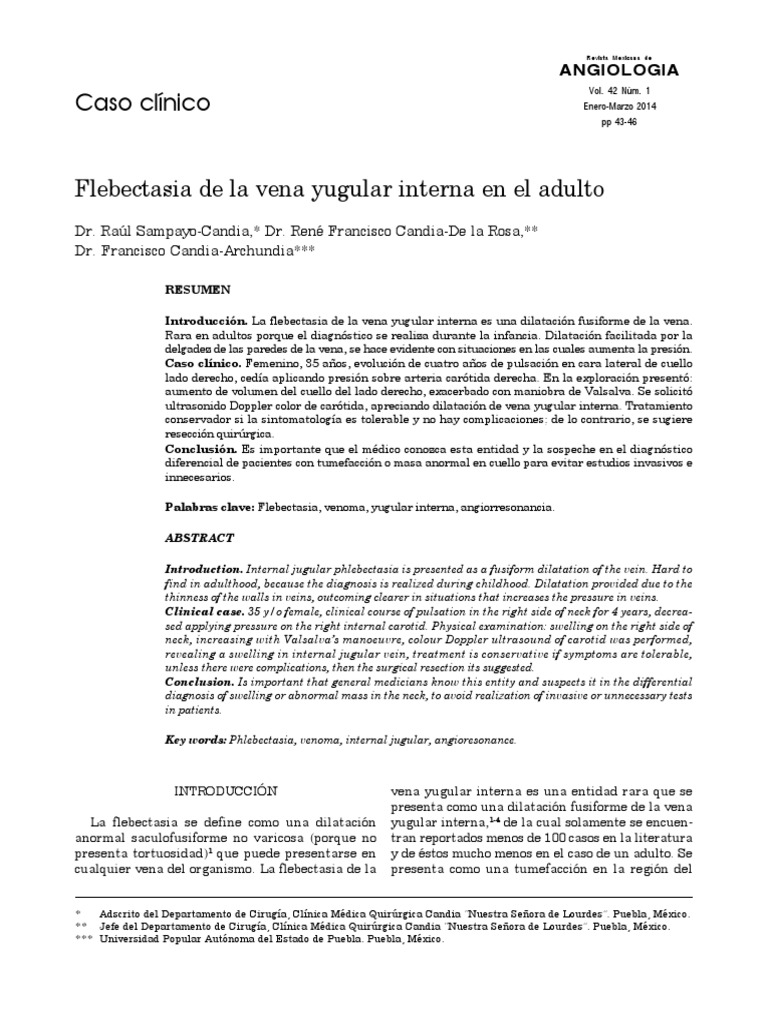 Flebectasia Yugular en Adultos | PDF | Ultrasonido médico | Sistema ...