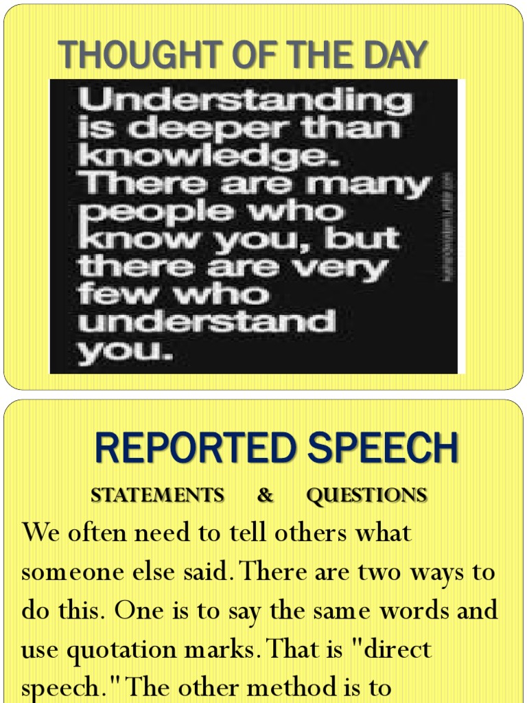 Statements & Questions Reported Speech | Download Free PDF | Question ...