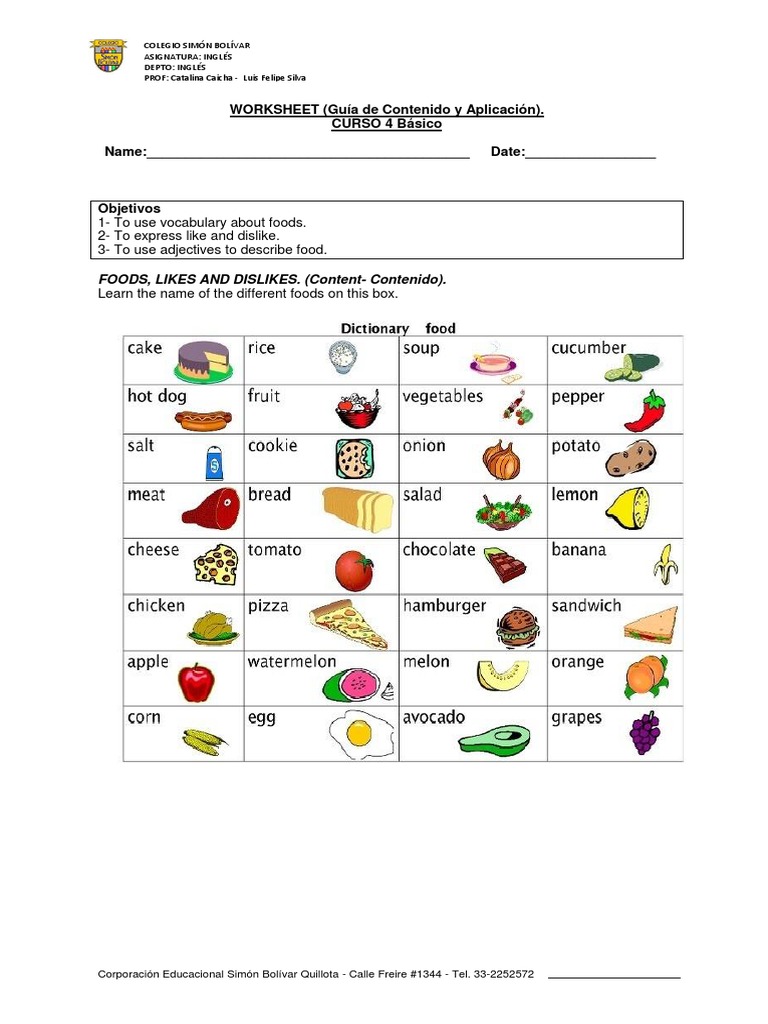 Food Adjectives Worksheet for English Class | PDF | Western Cuisine ...