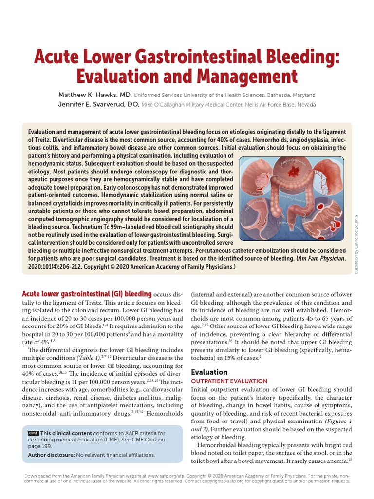 Acute Lower Gastrointestinal Bleeding: Evaluation and Management p206 ...