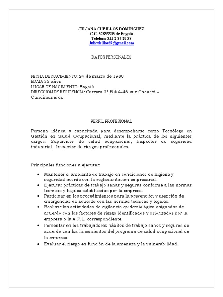 Modelo HV | PDF | Seguridad y salud ocupacional | Trabajo Social