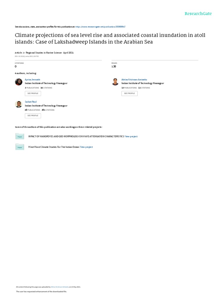 Climate and Sea of Lakshadweep | PDF | Sea Level Rise | Sea Level