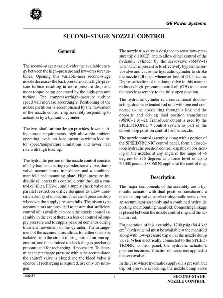 Second-Stage Nozzle Control: General | PDF | Valve | Actuator