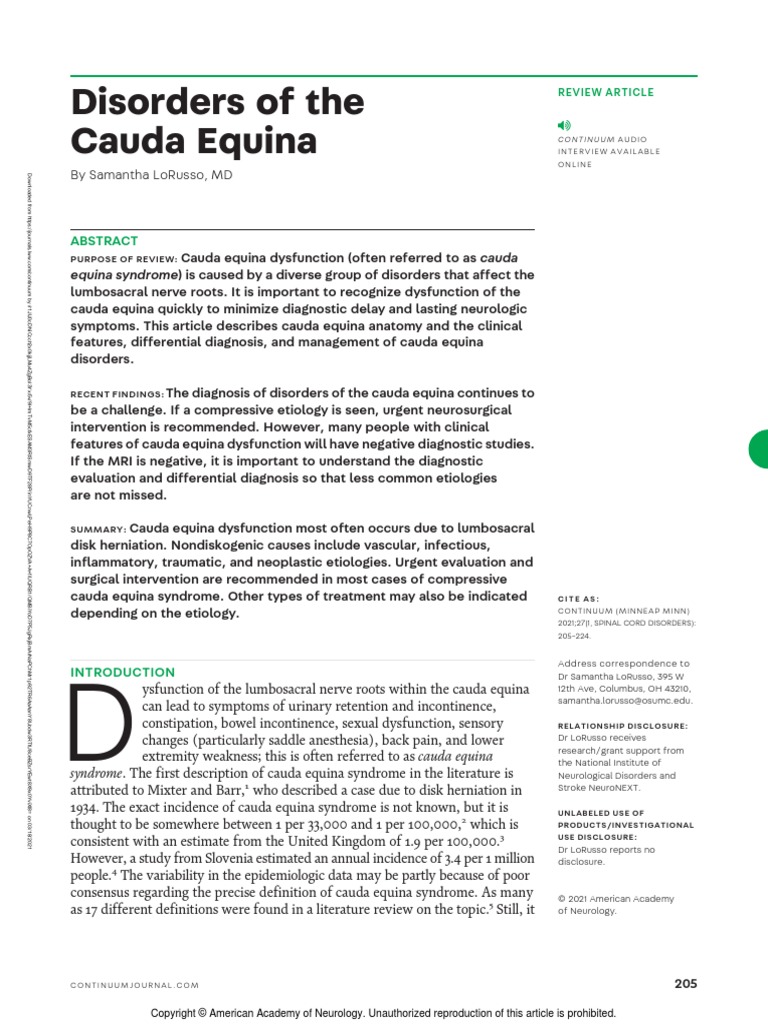 Disorders of The Cauda Equina.12 | PDF | Back Pain | Clinical Medicine
