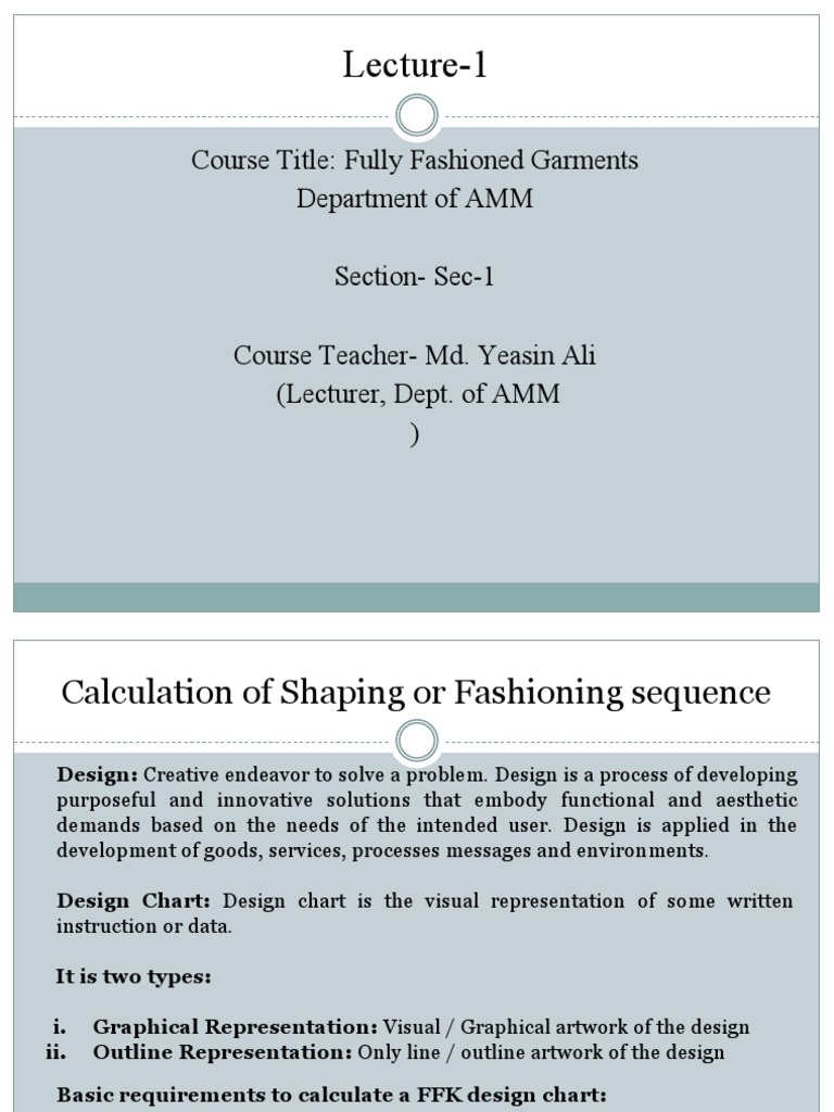 Fully Fashioned Garments Lecture 1 Shaping Sequence Calculation | PDF ...