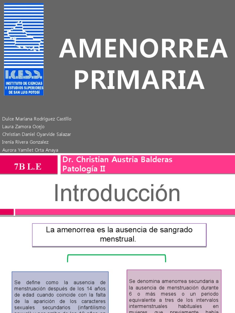 Amenorrea Primaria | PDF | Menstruación | Anatomia sexual
