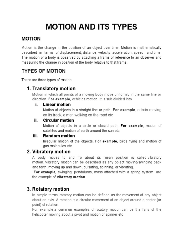 Types of Motion | PDF