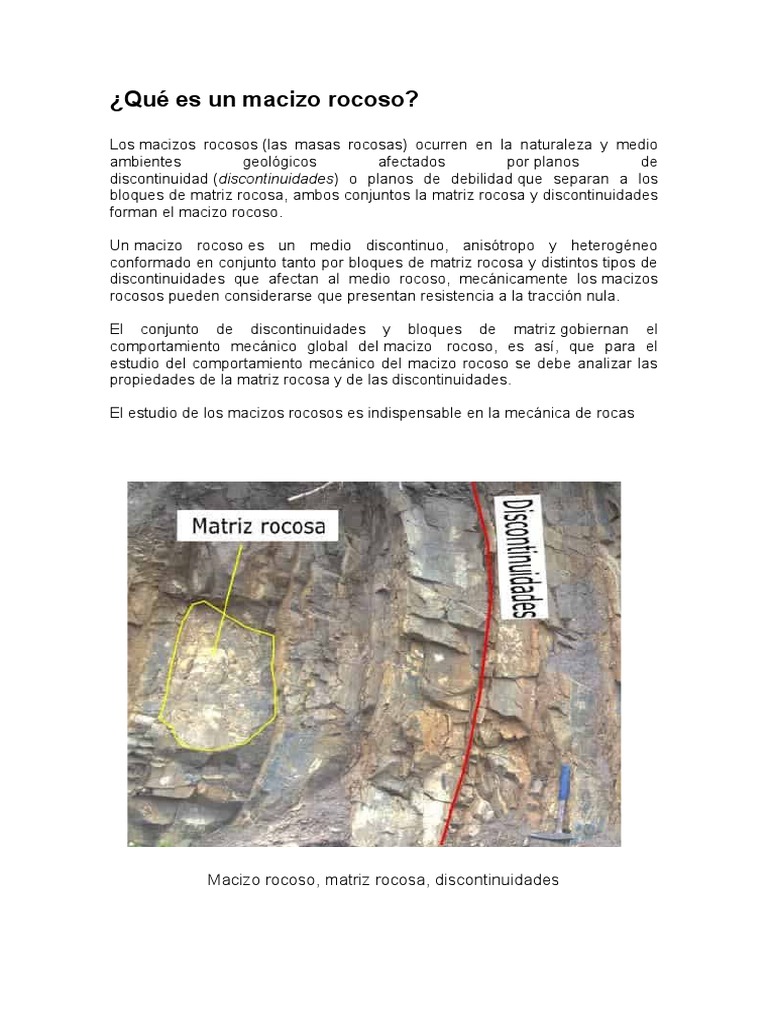 Características de los Macizos Rocosos | PDF | Ciencias sociales ...