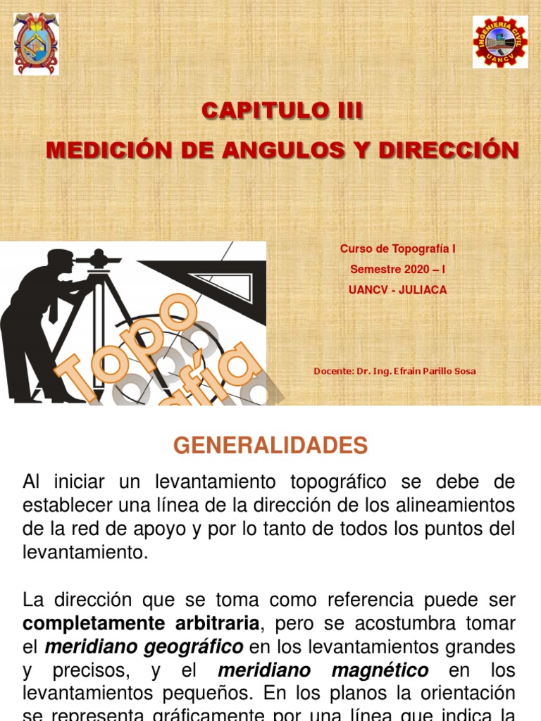 Medición de Ángulos en Topografía | PDF | Azimut | Brújula