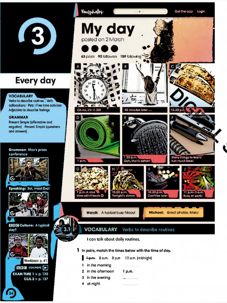 Unit 3 My Day Vocabulary Routines | PDF