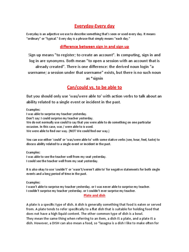 Understanding Common Word Differences | PDF | Verb | Subject (Grammar)