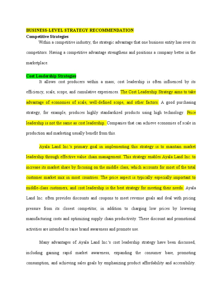 Business Strategies Recommendation | PDF | Competitive Advantage ...
