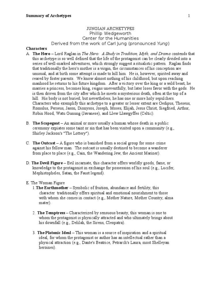 Summary of Archetypes: and Drama Contends That | PDF