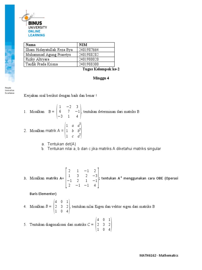 Contoh Soal Matriks | PDF