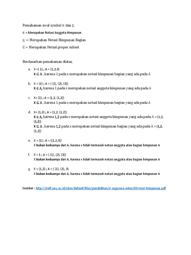 Notasi Anggota dan Himpunan Bagian | PDF | Metode & Bahan Ajar