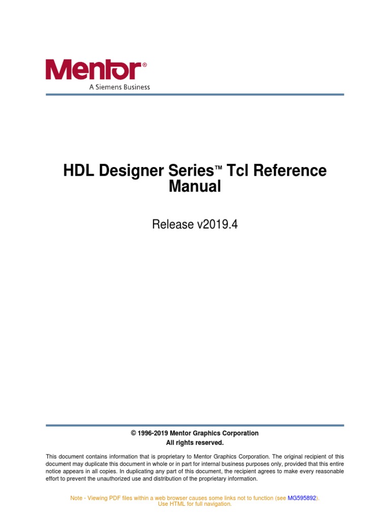 HDL Designer Series TCL Reference Manual: Release v2019.4 | PDF | Library (Computing) | Computer ...