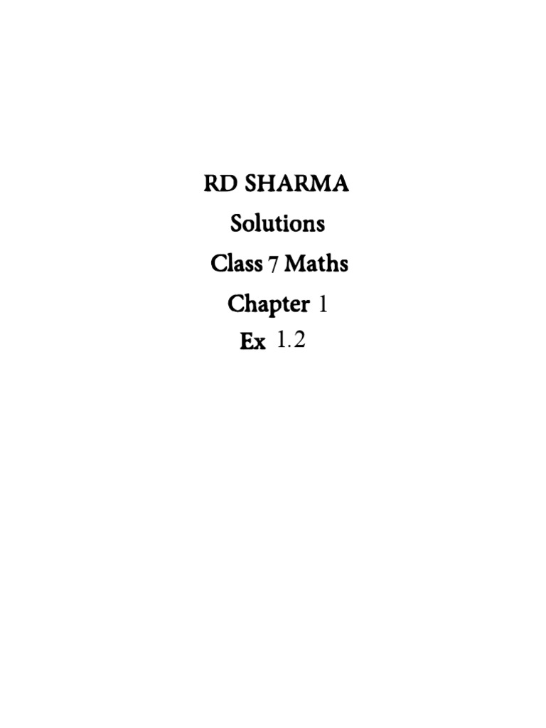 RD SHARMA Solutions Class 7 Maths Chapter 1 Ex 1.2 | PDF