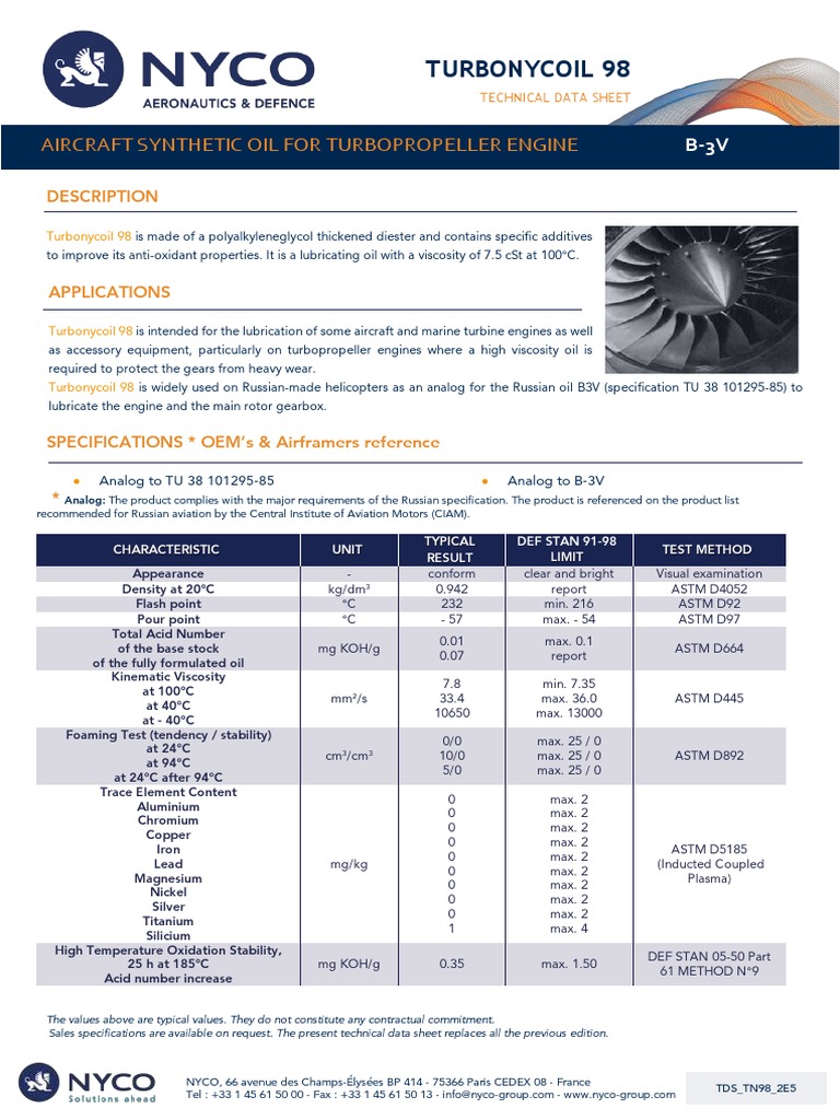 TDS Turbonycoil TN98 2E5 | PDF | Magnesium | Viscosity