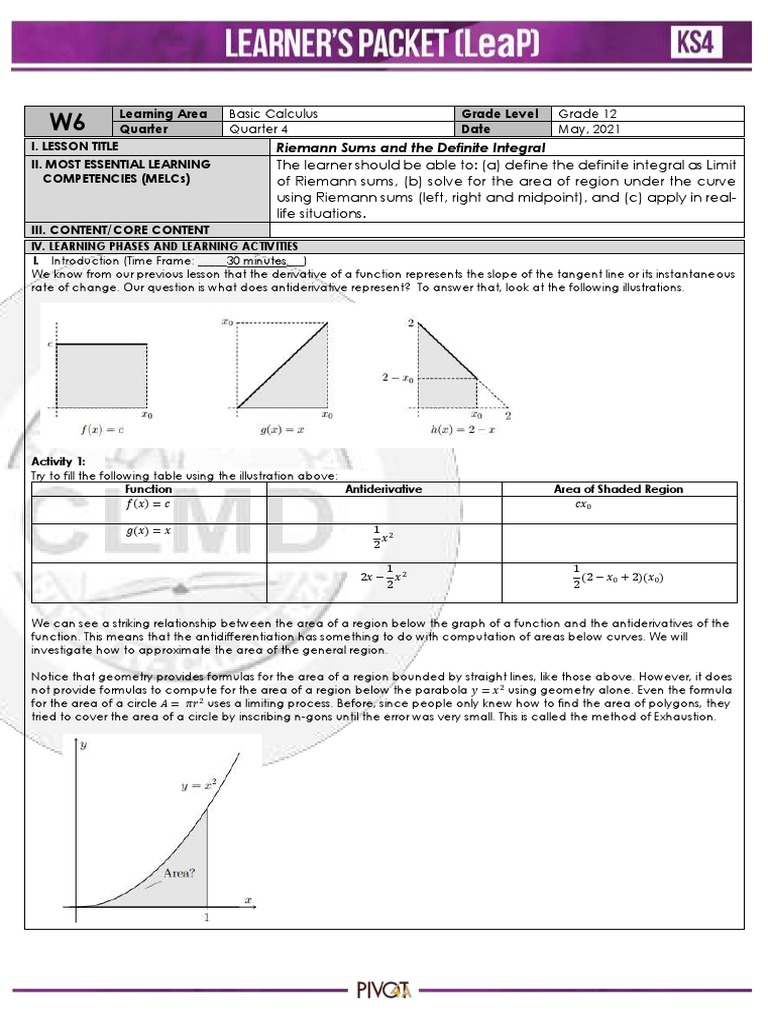 Riemann Sums in Definite Integrals | PDF | Interval (Mathematics) | Area