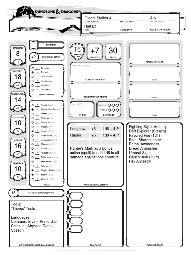 Ally Character | PDF | Role Playing Games | Fantasy Role Playing Games