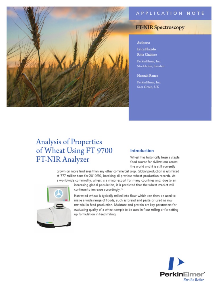 Analysis of Properties of Wheat Using FT 9700 FT-NIR Analyzer | PDF ...