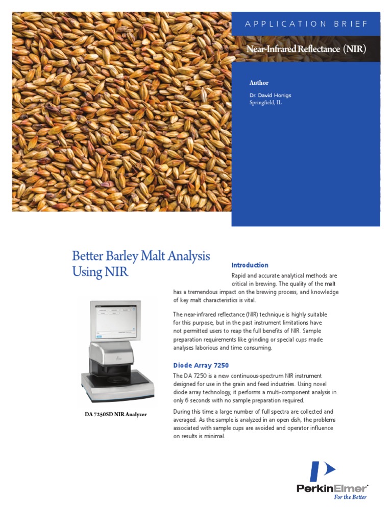 Better Barley Malt Analysis Using NIR: Near-Infrared Reflectance (NIR ...
