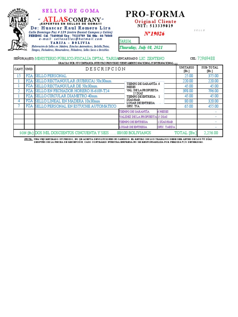 2021.06.17 Proforma FISCALIA MINISTERIO PUBLICO - Lic. Maribel | PDF