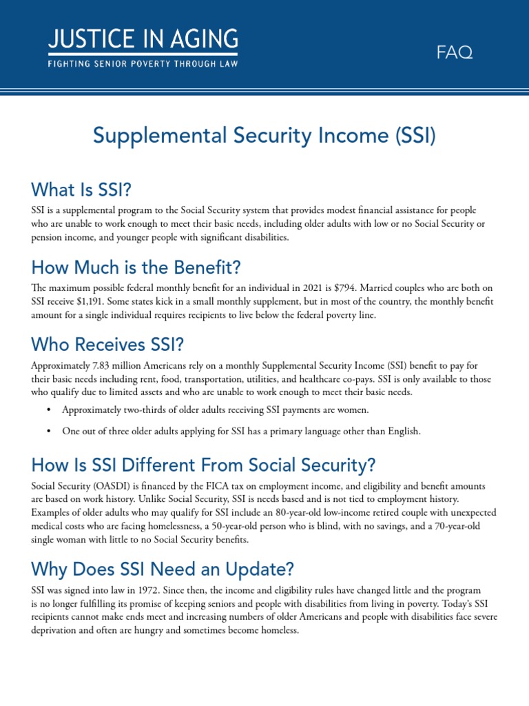SSI FAQs Updated 2021 | PDF | Supplemental Security Income | Social ...