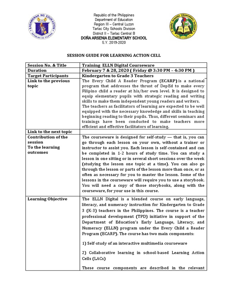 ELLN Digital Courseware LAC Session | PDF | Literacy | Teachers
