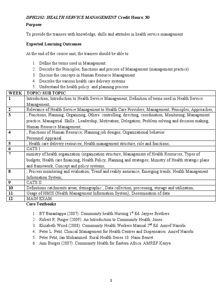 HEALTH SERVICE MANAGEMENT NOTES. Students-1 | PDF | Health Policy ...