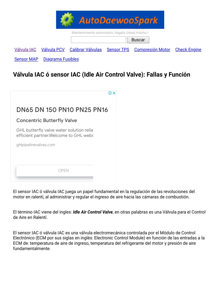 Válvula IAC Ó Sensor IAC (Idle Air Control Valve) - Fallas y Función ...