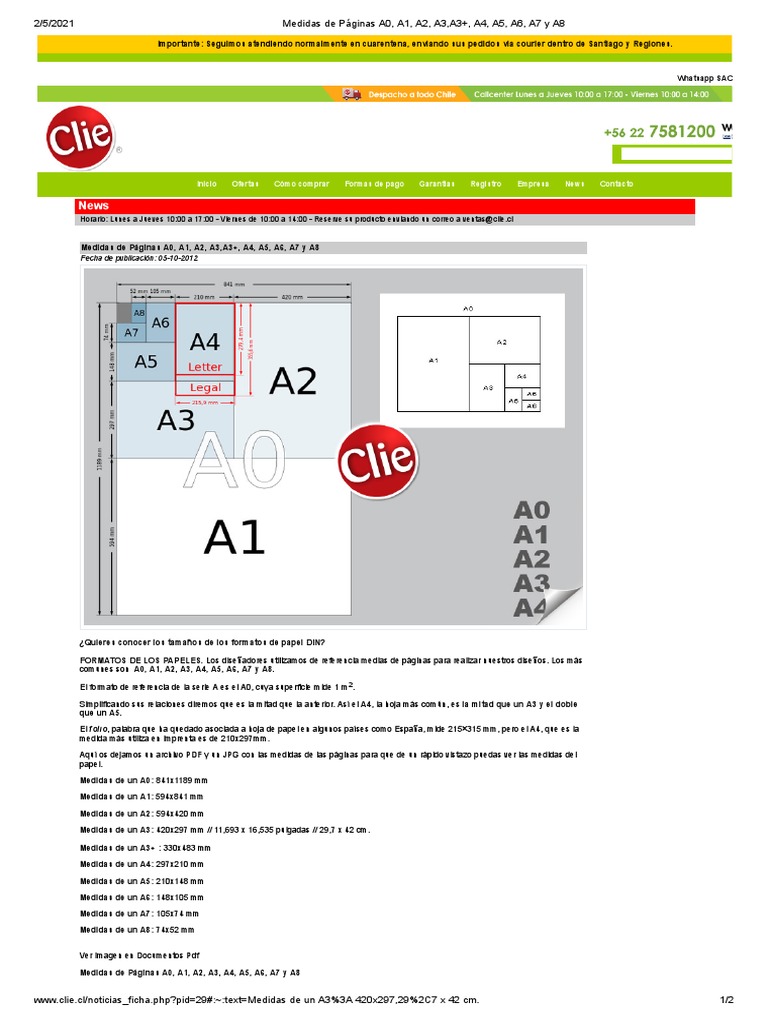 Medidas De Páginas A0 A1 A2 A3 A3 A4 A5 A6 A7 Y A8 Formatos Pdf