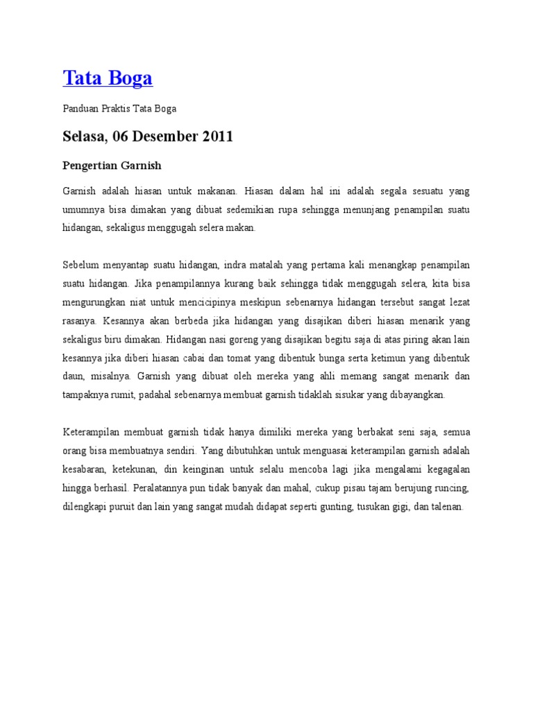 Panduan Praktis Membuat Garnish | PDF