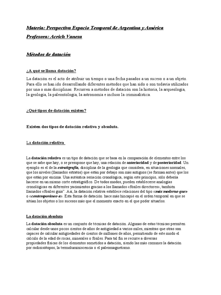 Métodos de Datación: Relativa y Absoluta | PDF | Física Aplicada e ...
